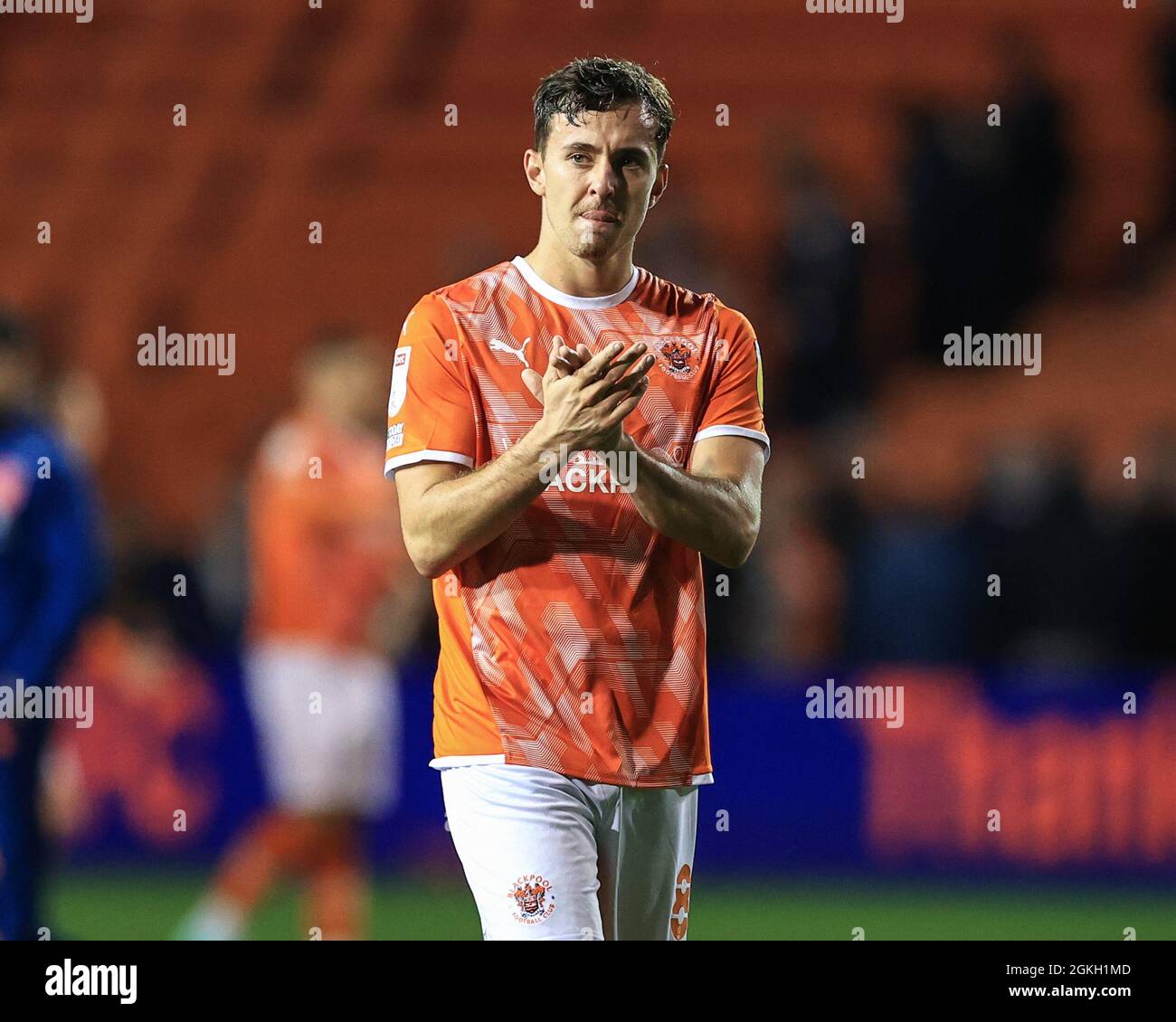 Ryan Wintle #8 of Blackpool applauds the fans after the final whistle ...