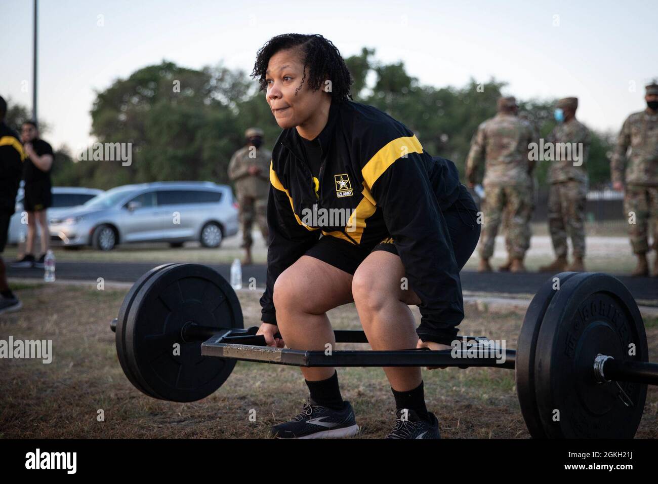 U.S. Army Sgt. Maj. Akiesha Foster makes her first attempt at the three ...