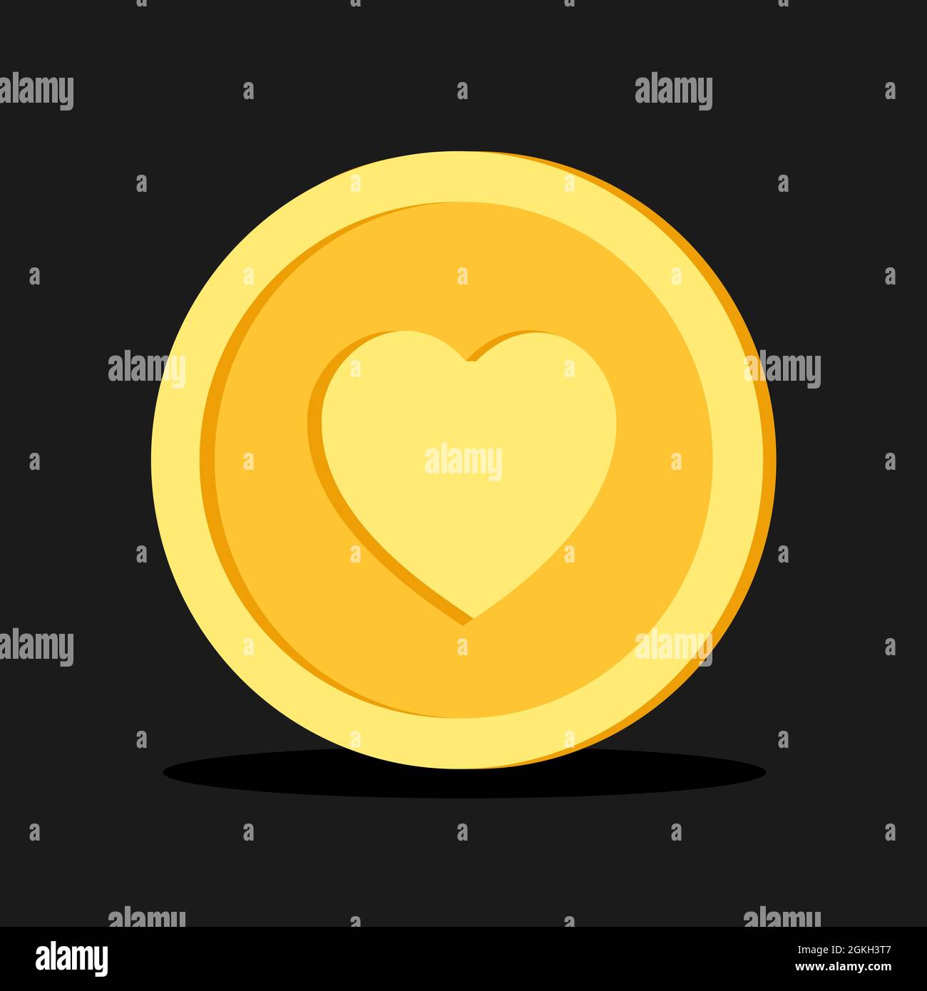 Yellow and golden coin with symbol of heart - monetary value, price ...