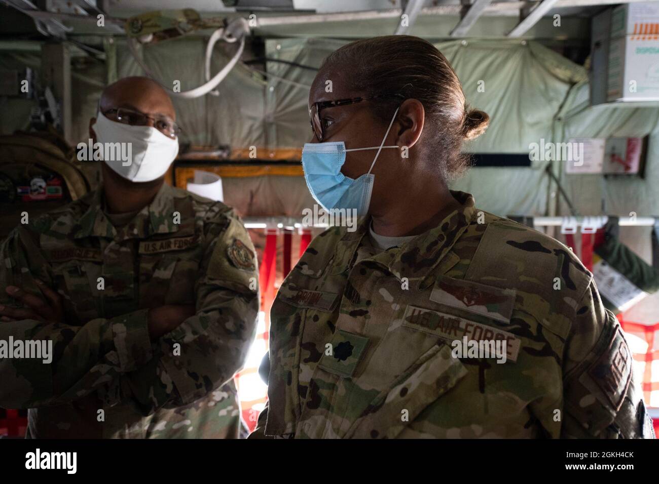 U.S. Air Force Lt. Col. Jenice Brown, right, 775th Expeditionary ...