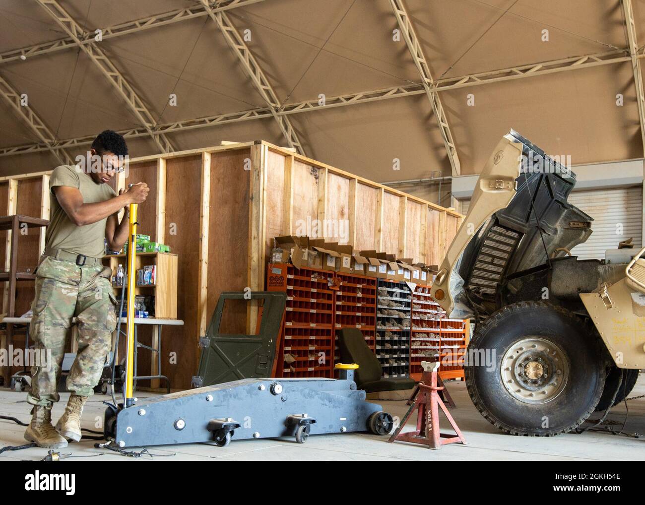 Spc. Domonique Garrett, wheeled vehicle mechanic, 101st Special Troops ...