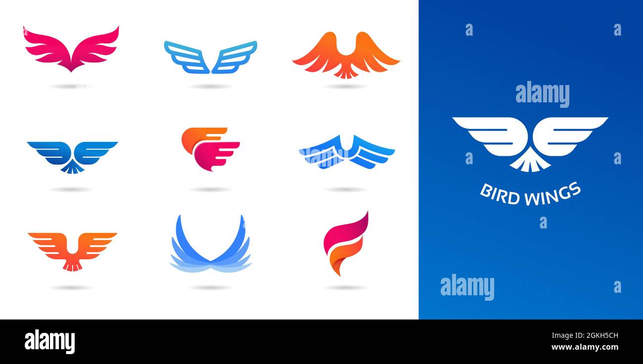 Collection of wings logos, icons and symbols. Fast delivery, motion and ...