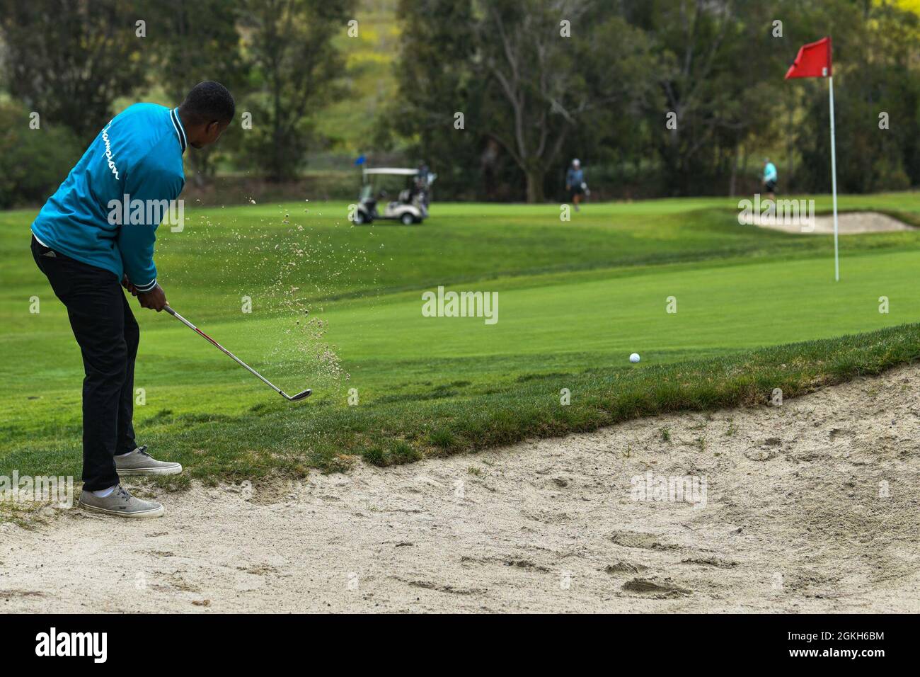 U.S. Marine Corps Sgt. Fadae Dale competes in the golf finals during ...