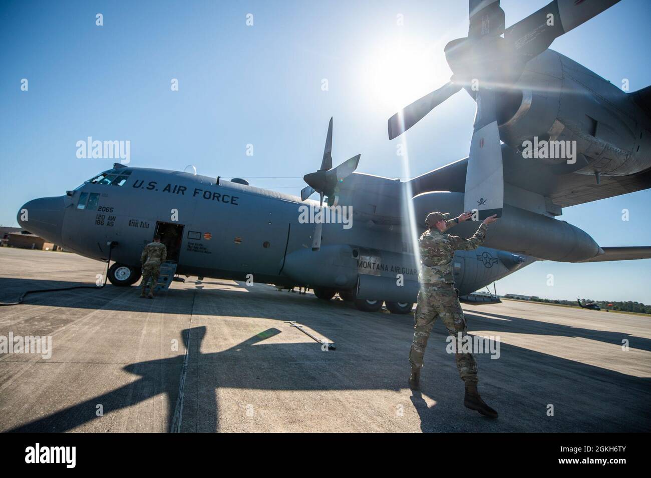 Members of the 120th Airlift Wing, Montana Air National Guard, perform ...