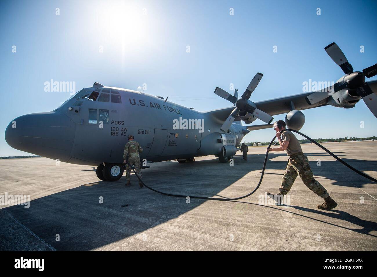 Members of the 120th Airlift Wing, Montana Air National Guard, perform ...