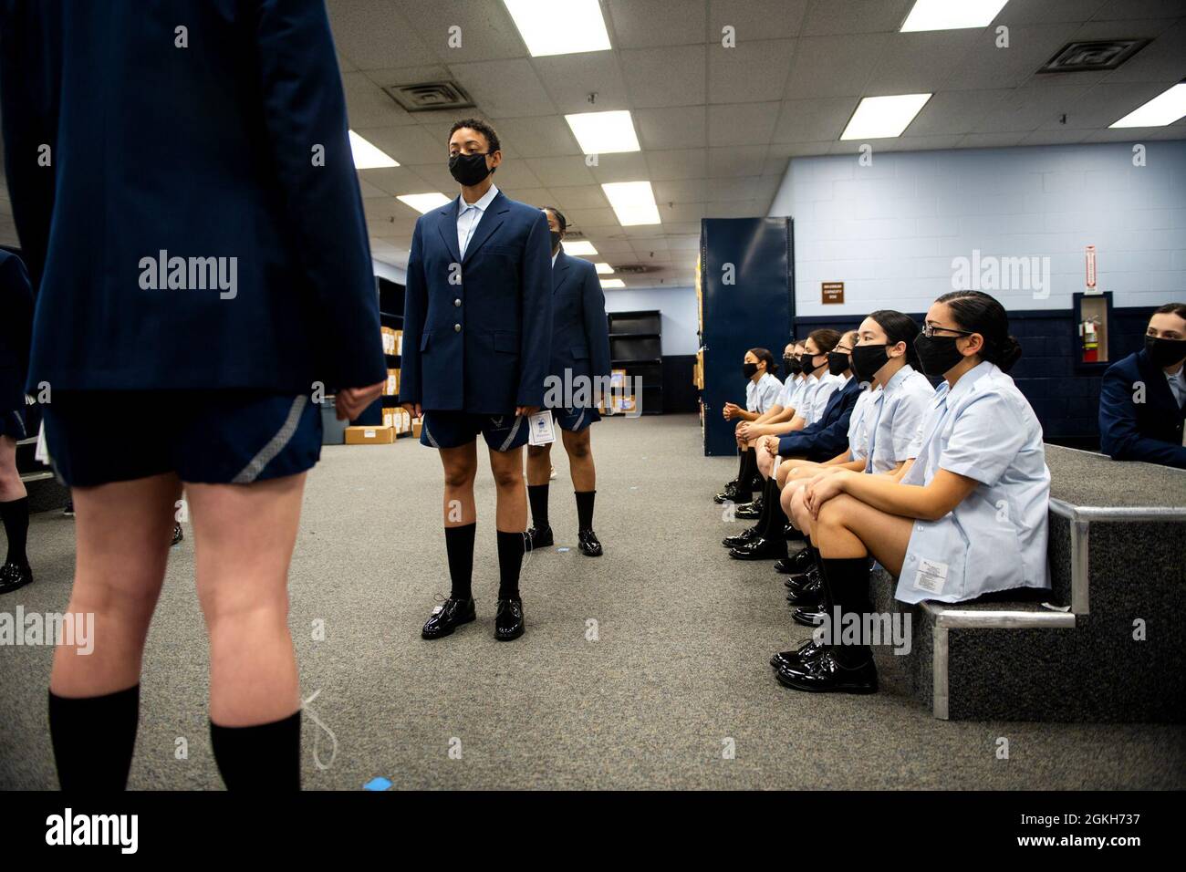 U.S. Air Force basic military training trainees receive their initial ...