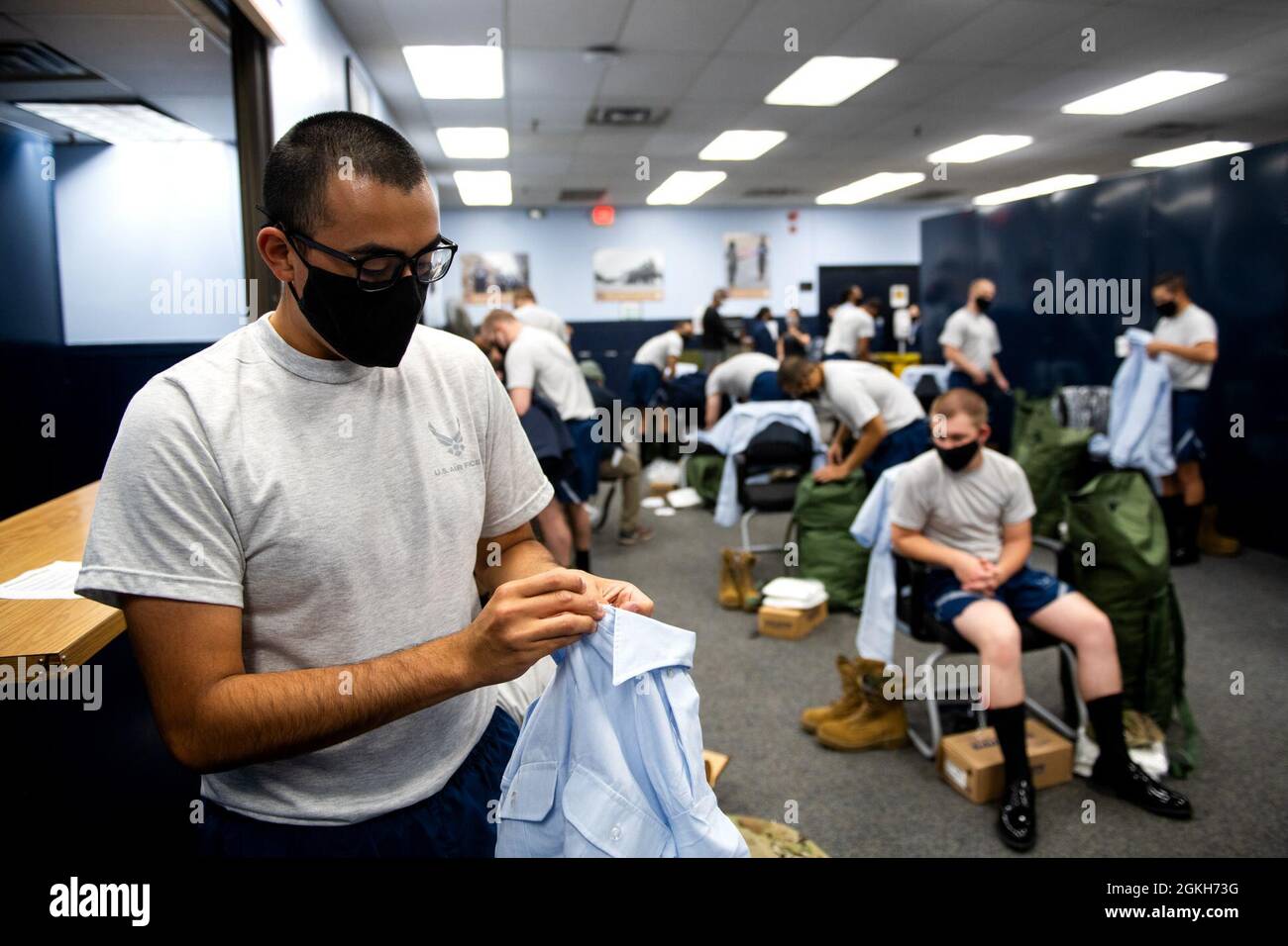 U.S. Air Force basic military training trainees conduct inventory of ...