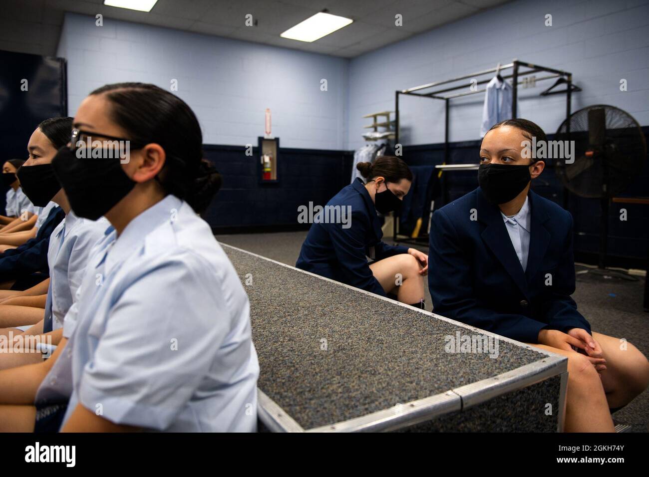 U.S. Air Force basic military training trainees receive their initial ...