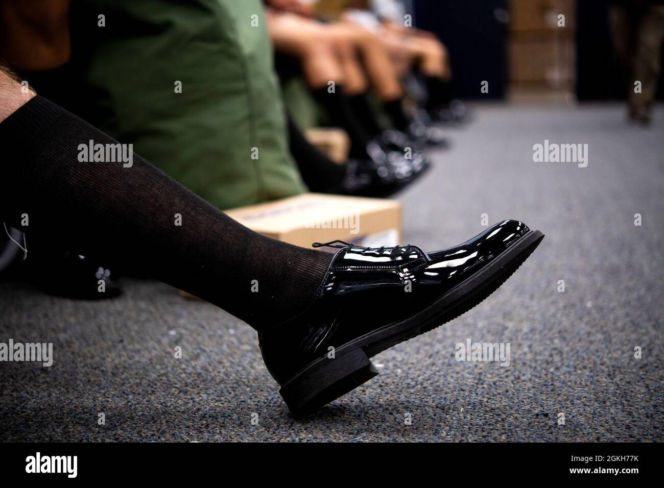 U.S. Air Force basic military training trainees receive their initial ...