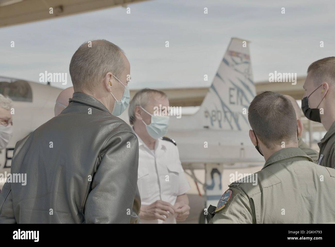 Belgian Chief of Defense, Admiral Michel Hofman, tours the flight line ...
