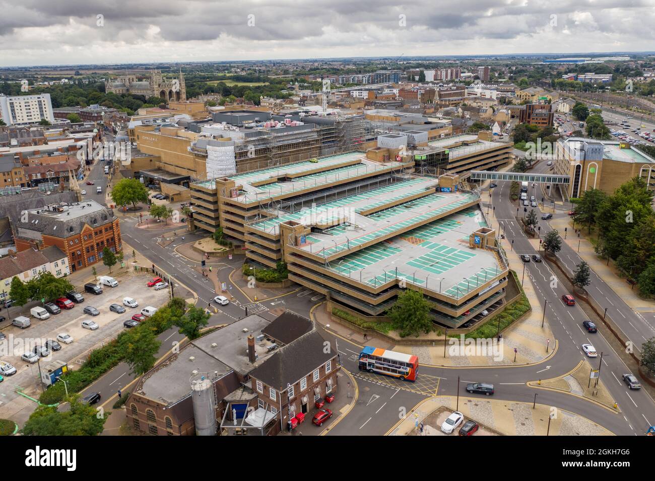 PETERBOROUGH, UK - SEPTEMBER 10, 2021. An aerial view of the The ...