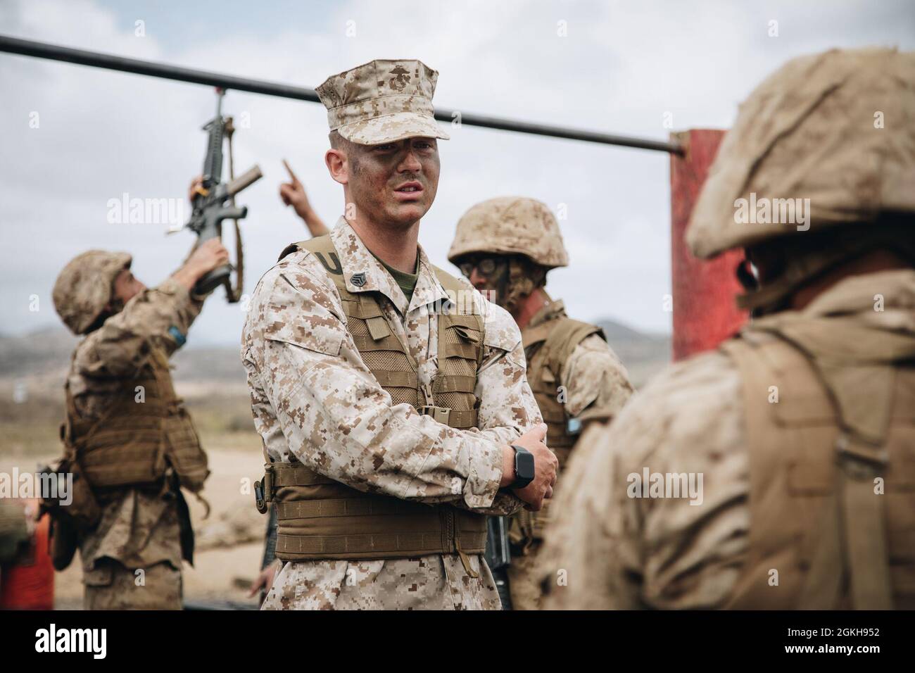 U.S. Marine Corps Staff Sergeant Jacob Hall, a drill instructor with ...