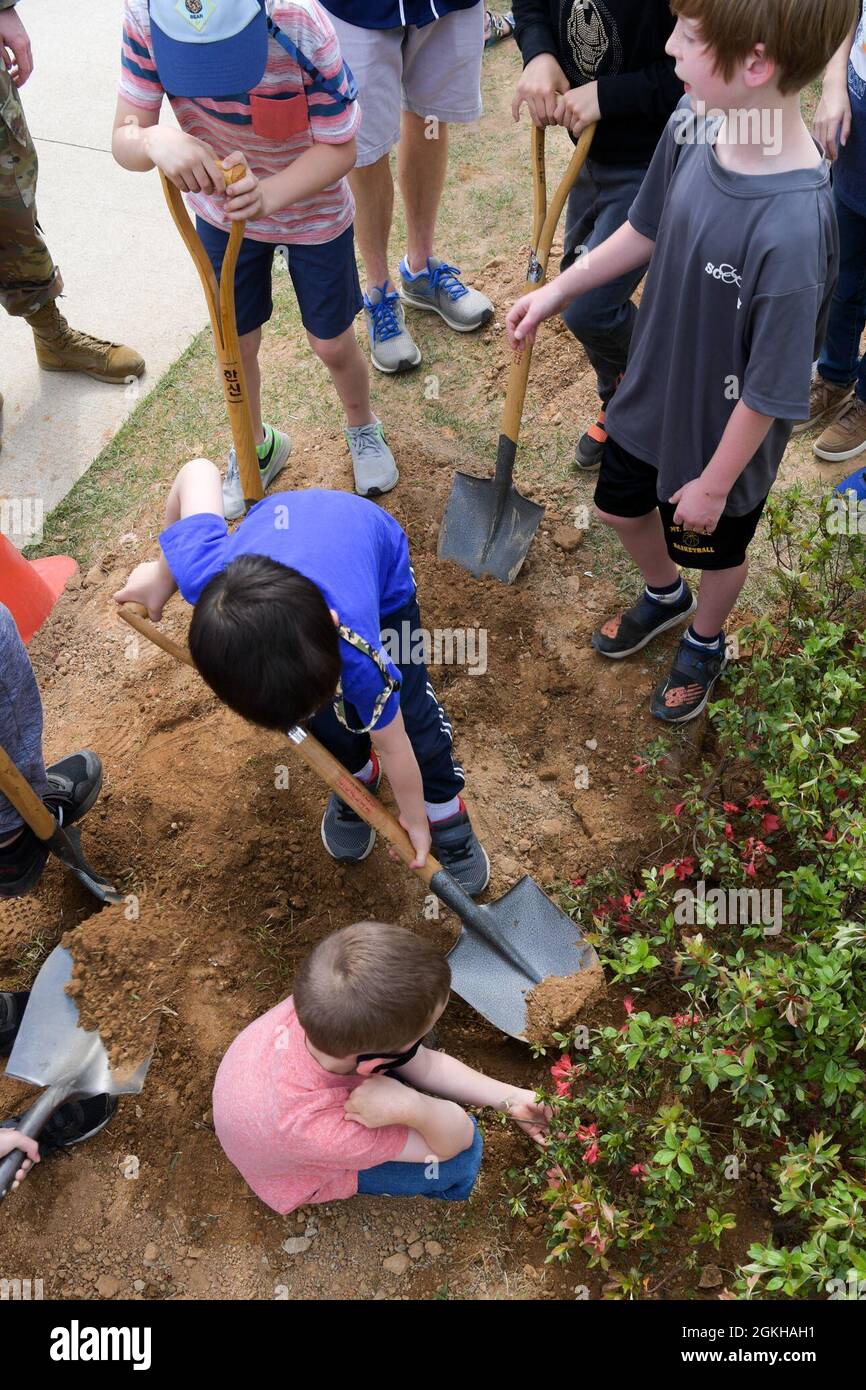 Boy Scouts help plant trees and flowers at Osan Air Base, Republic of ...