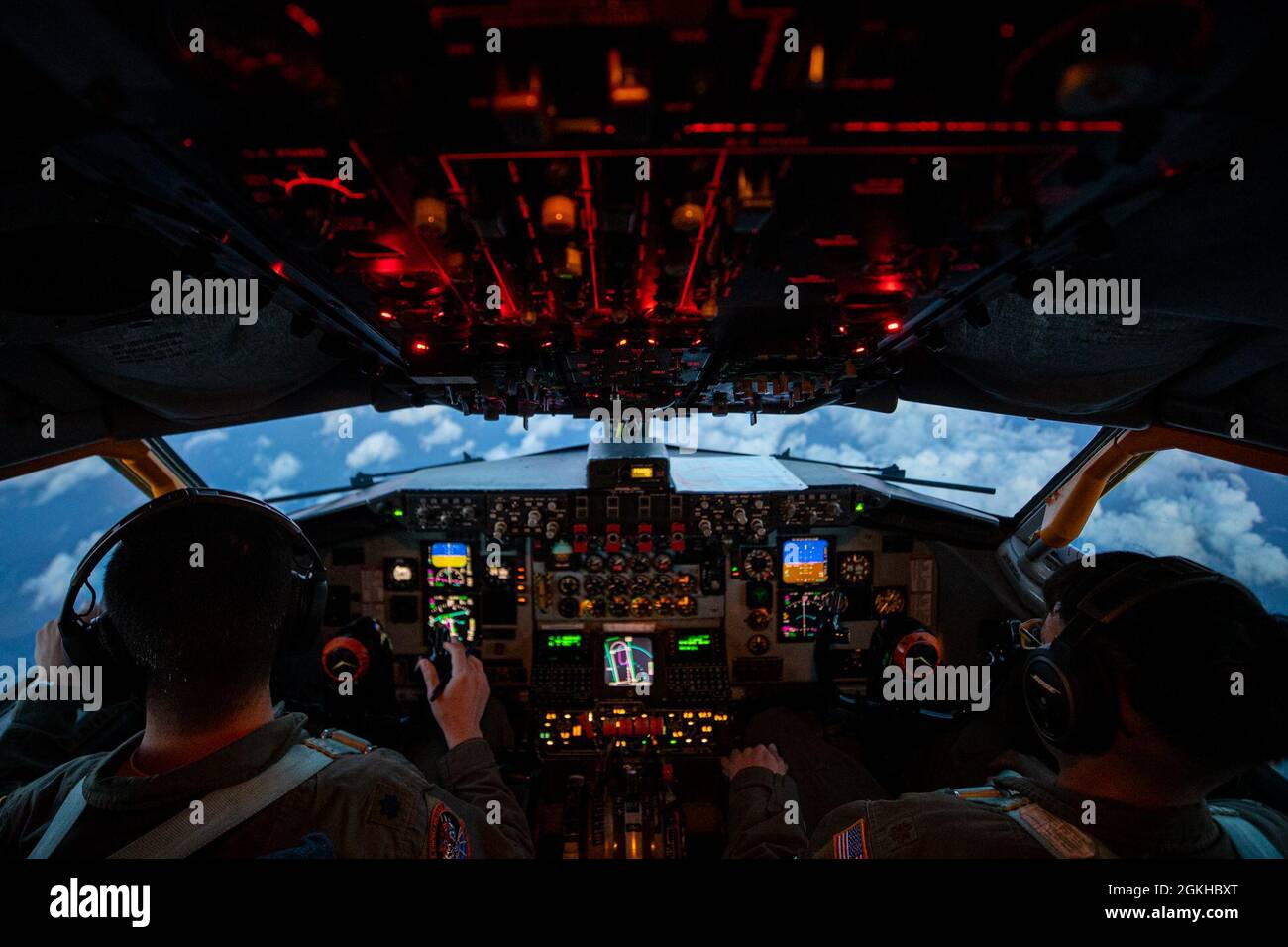 U.S. Air Force Lt. Col. Tom Cervini, left, and Maj. John Park, pilots ...