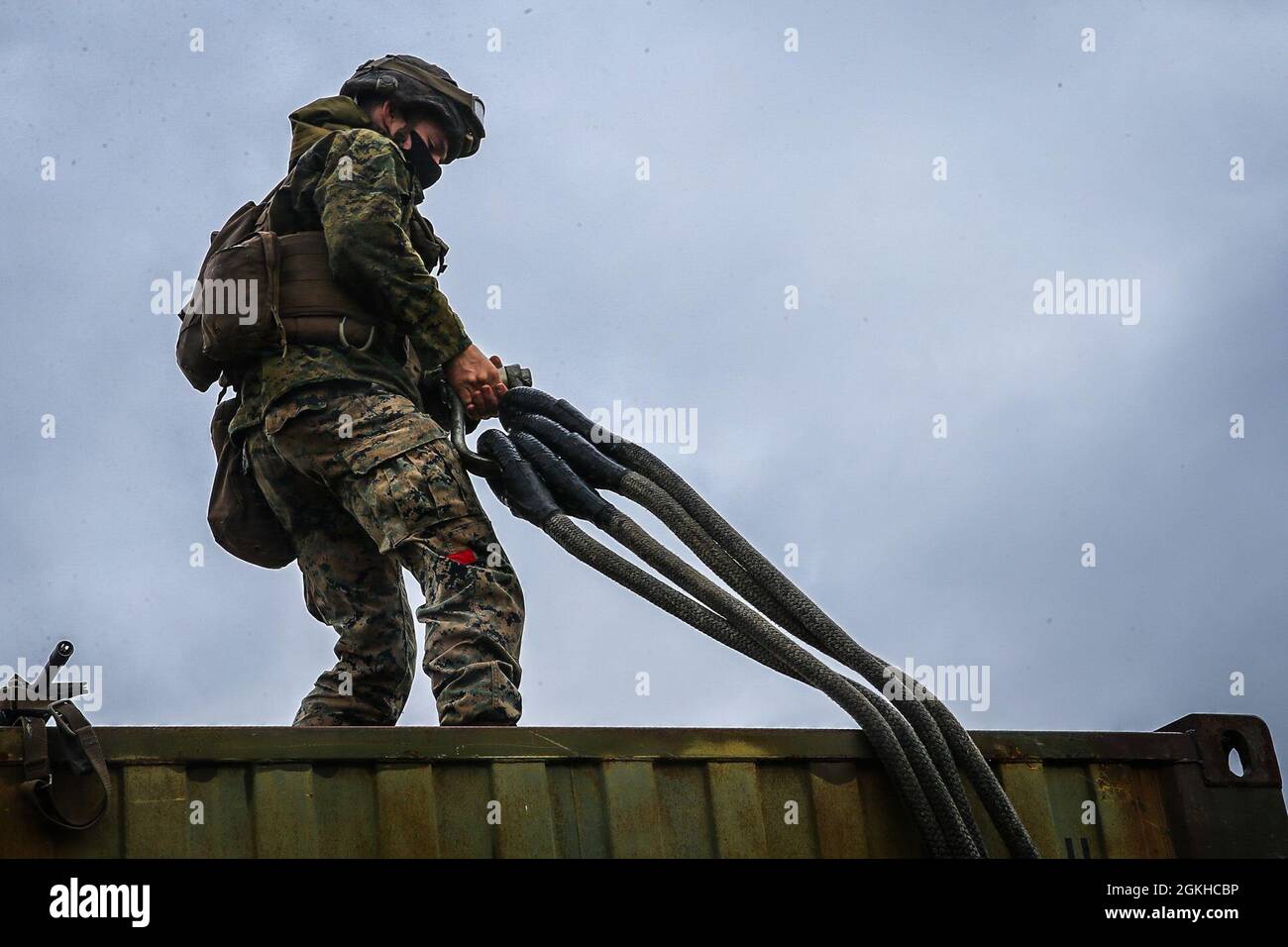 A U.S. Marine with Landing Support Battalion, Combat Logistics Regiment ...