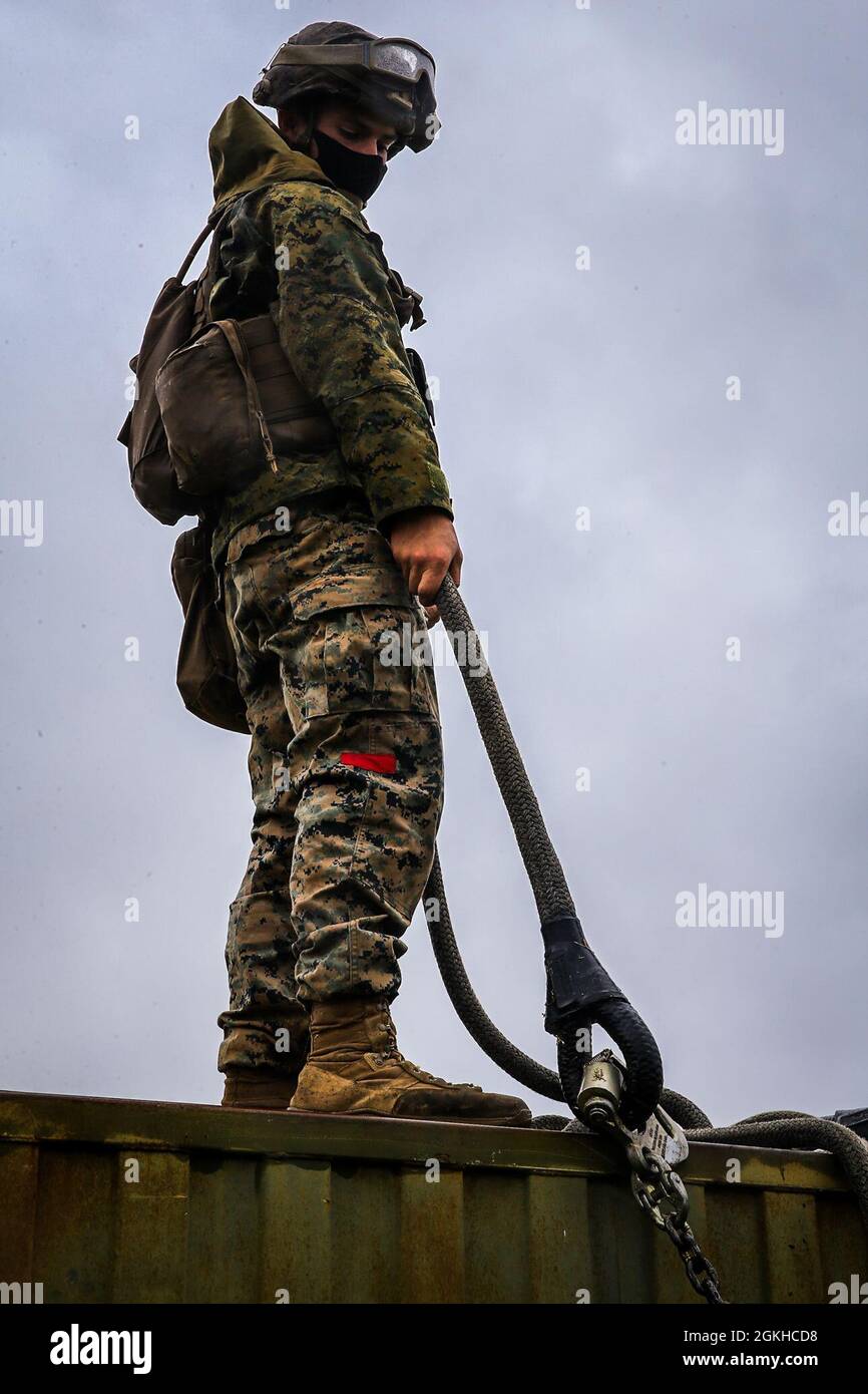 A U.S. Marine with Landing Support Battalion, Combat Logistics Regiment ...