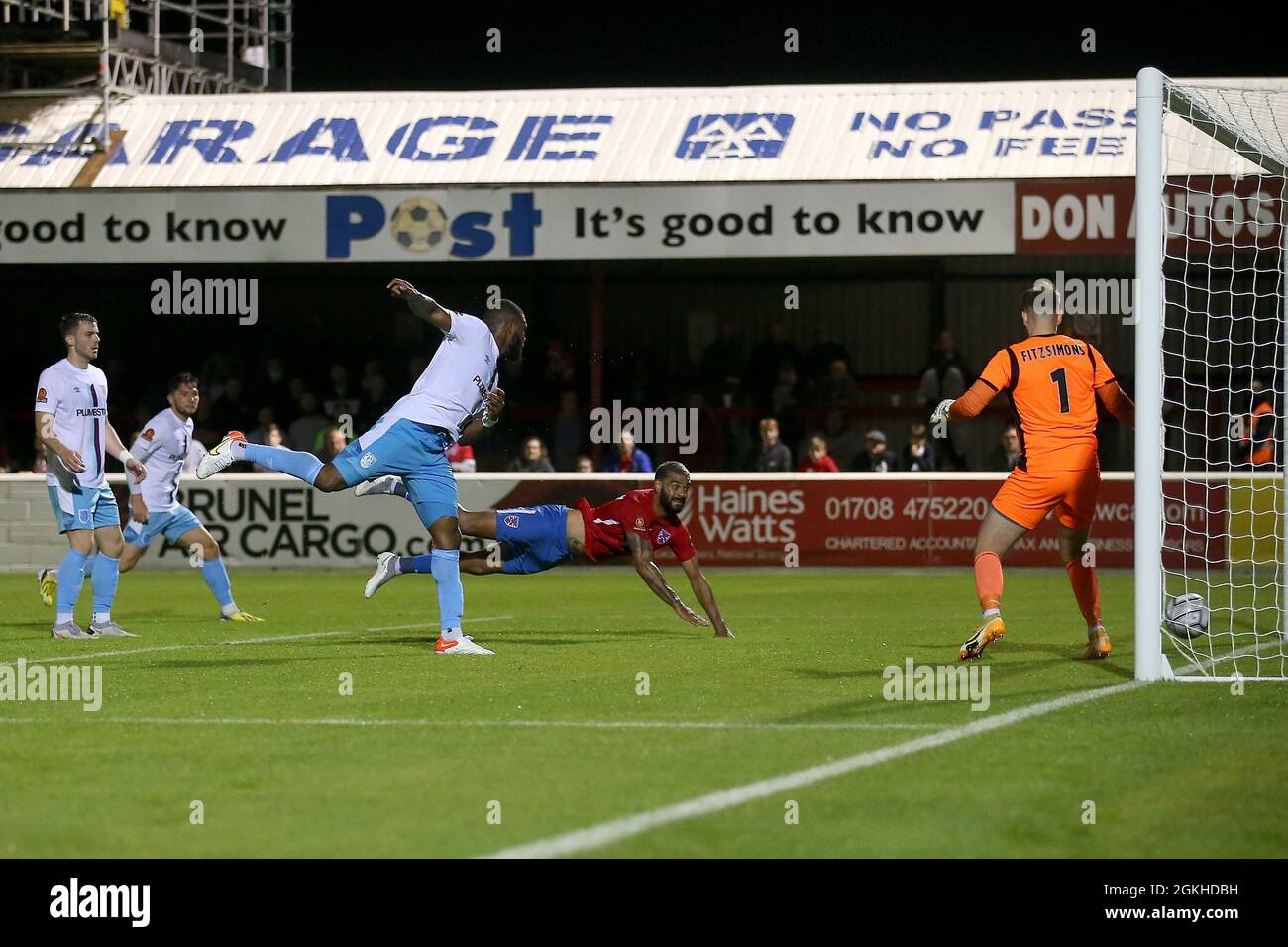 Paul McCallum of Dagenham and Redbridge scores the fourth goal for his ...