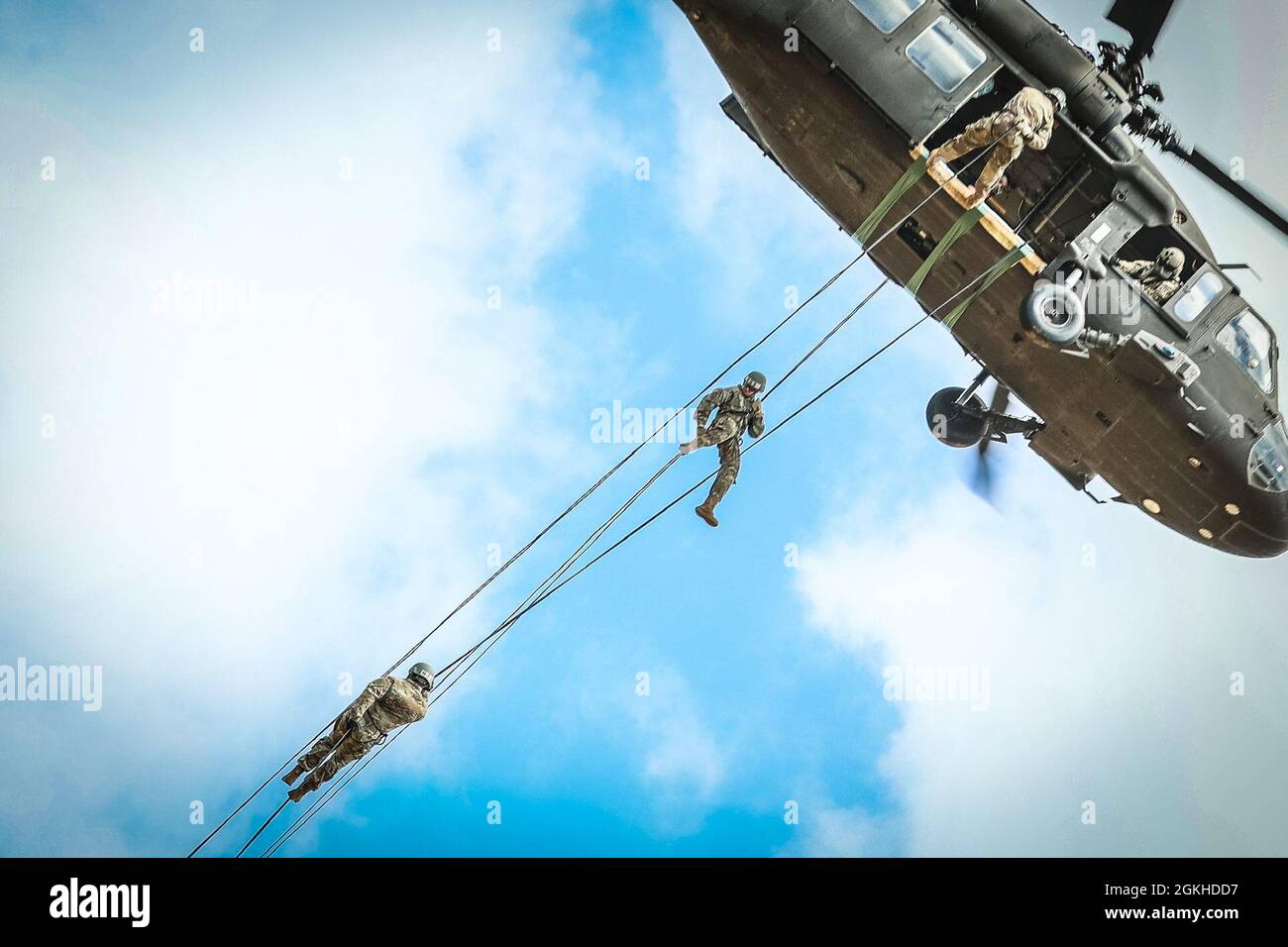 Schofield Barracks, HI — Soldiers rappel from a UH-60 Black Hawk during ...