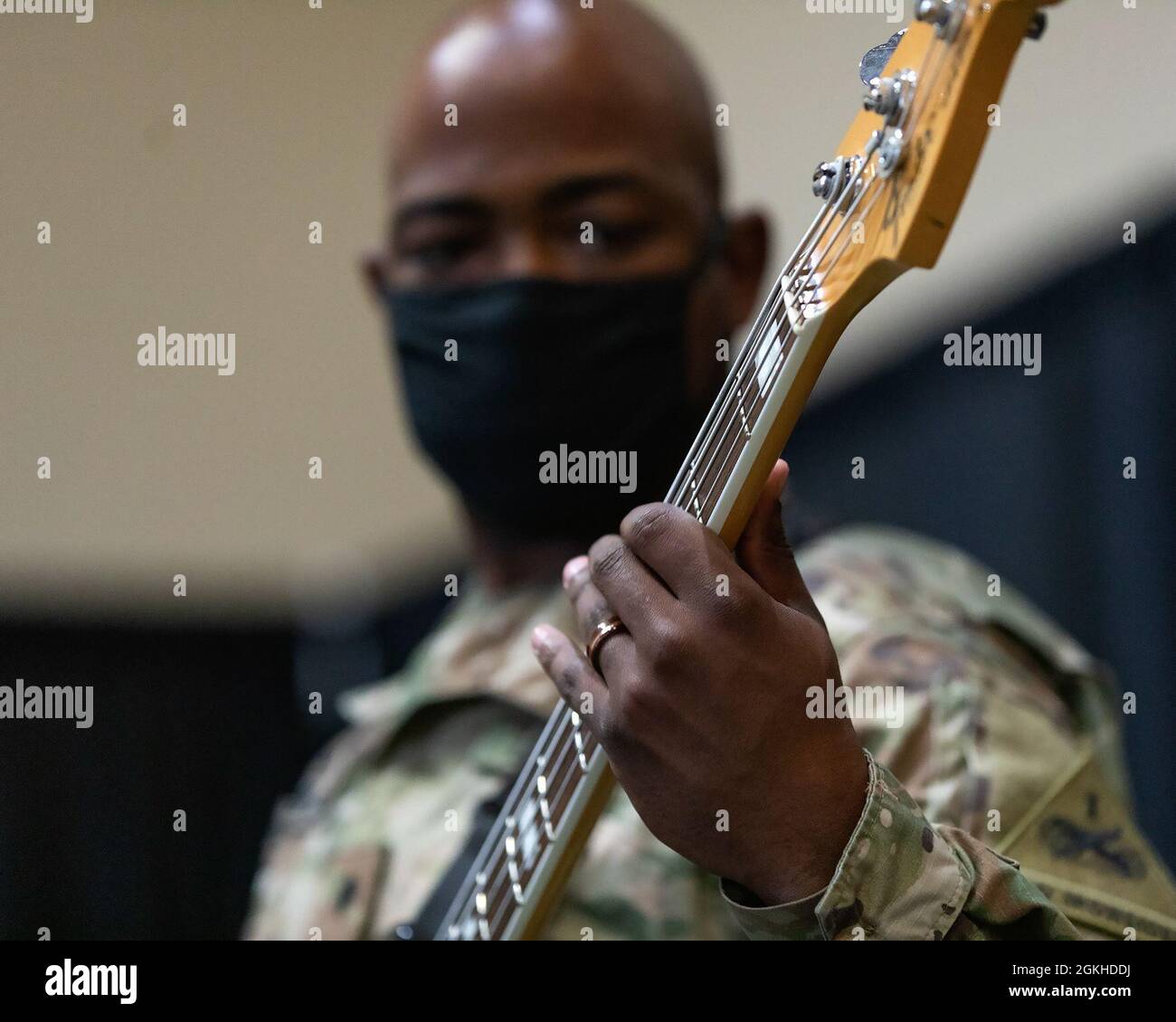 A Soldier from the 1st Armored Division Band plays the bass at Fort ...