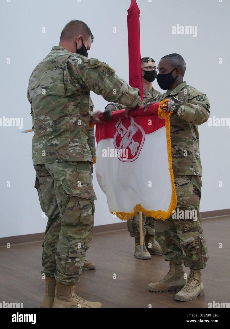 The 16th Engineer Brigade cased their colors, representing a transfer ...