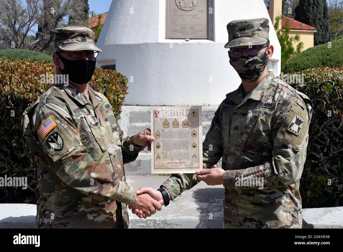 1st Sgt. Danny Kissinger, first sergeant, left, and Sgt. Don Jaramillo ...