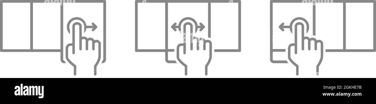 Smartphone with interface carousel line icons. Mobile with phone swipe ...