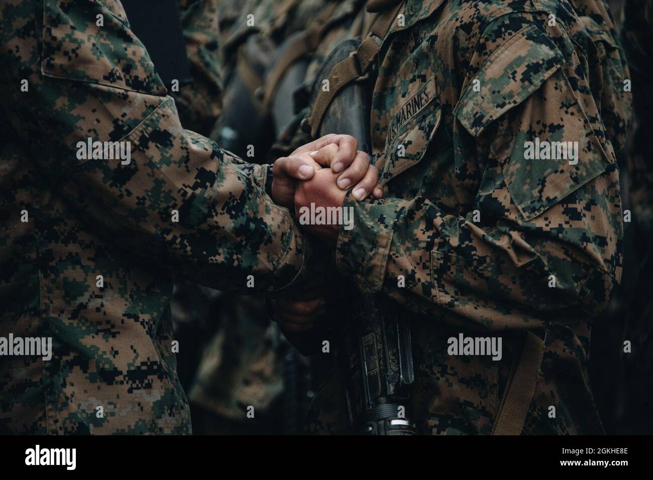 A U.S. Marine Corps drill instructor with Lima Company, 3rd Recruit ...
