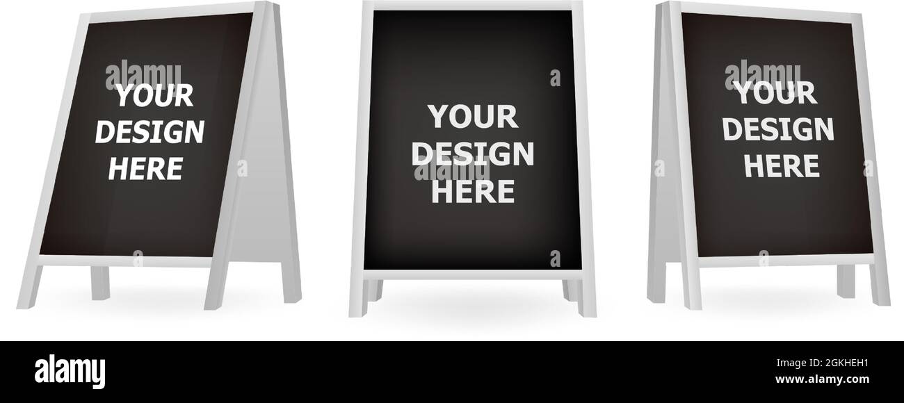Realistic blank board for menu announcement. Set of white chalkboard a ...