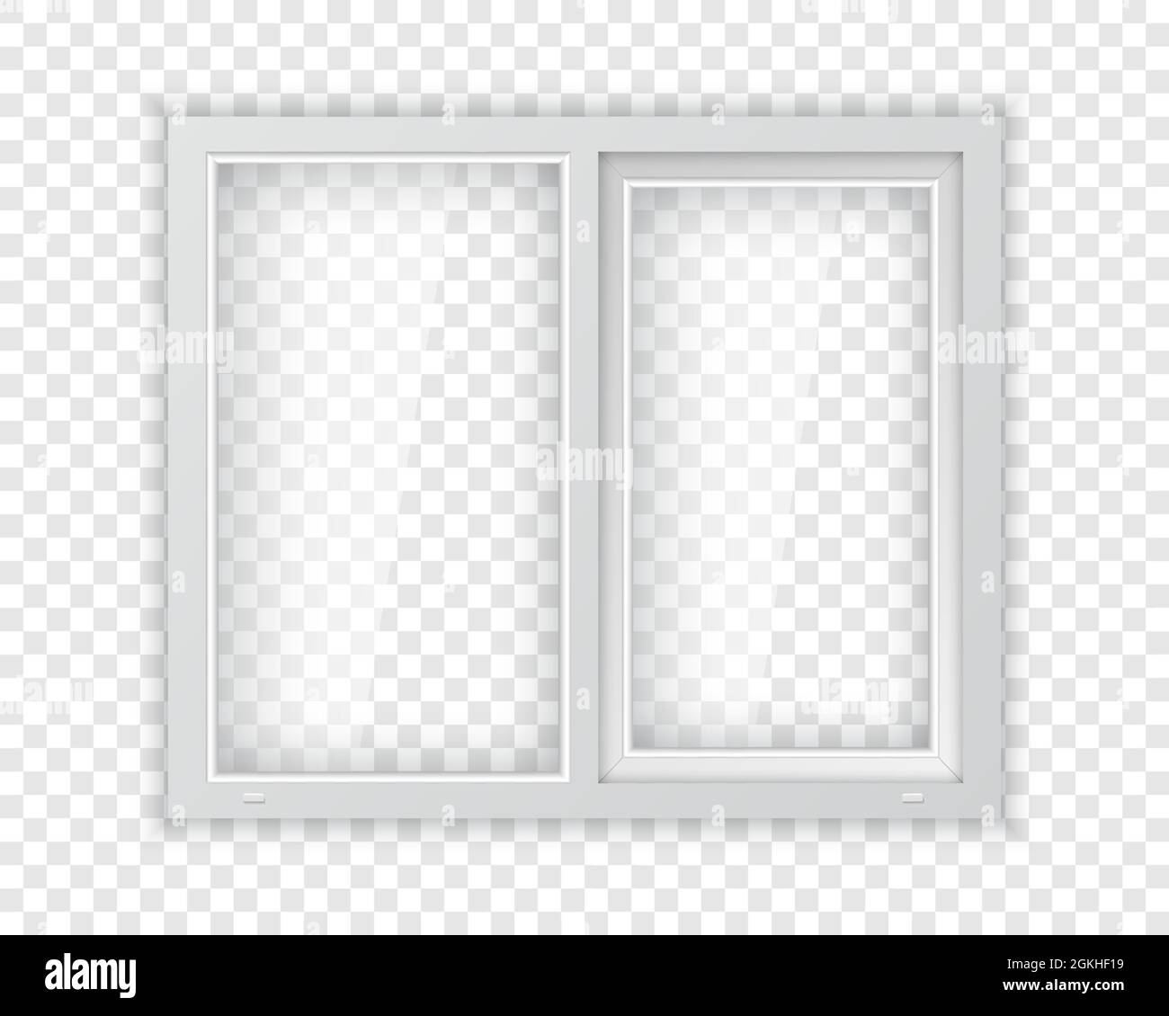 Realistic plastic window with white frame. Double plastic window mockup ...