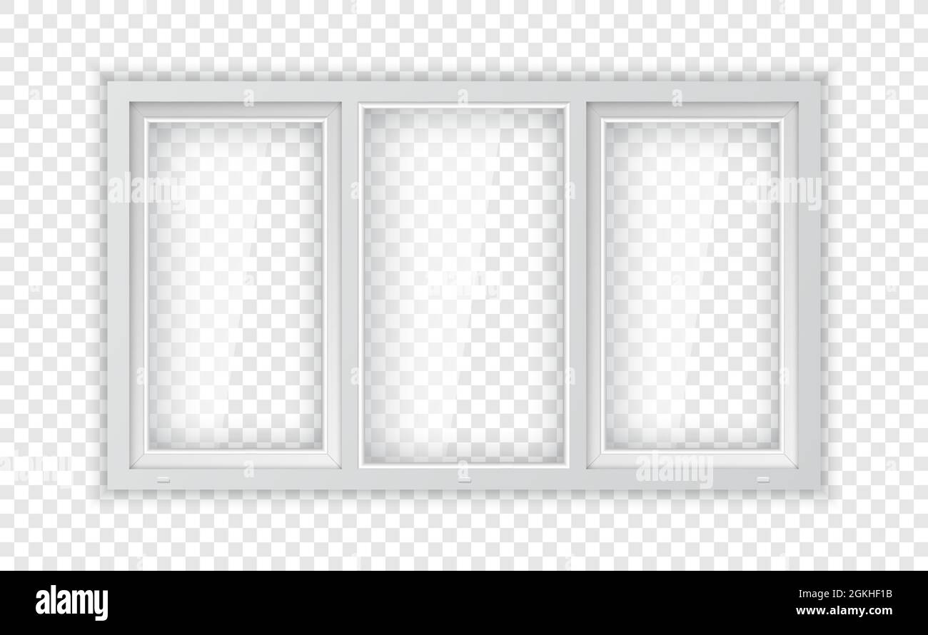 Large triple plastic window. Realistic plastic window mockup template ...