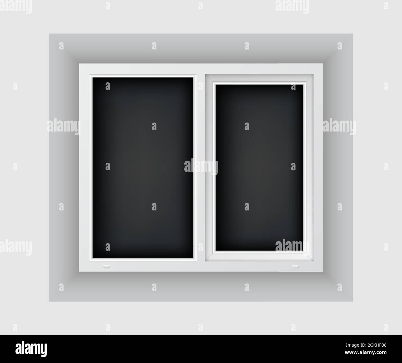 Double casement window mockup template. Realistic plastic window on ...