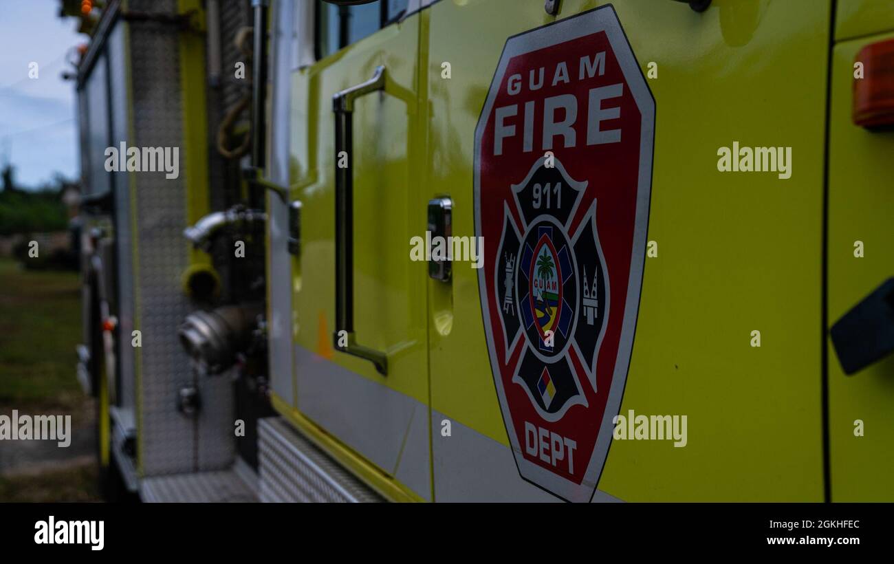 A Guam Fire Department fire truck is shown after extinguishing a ...