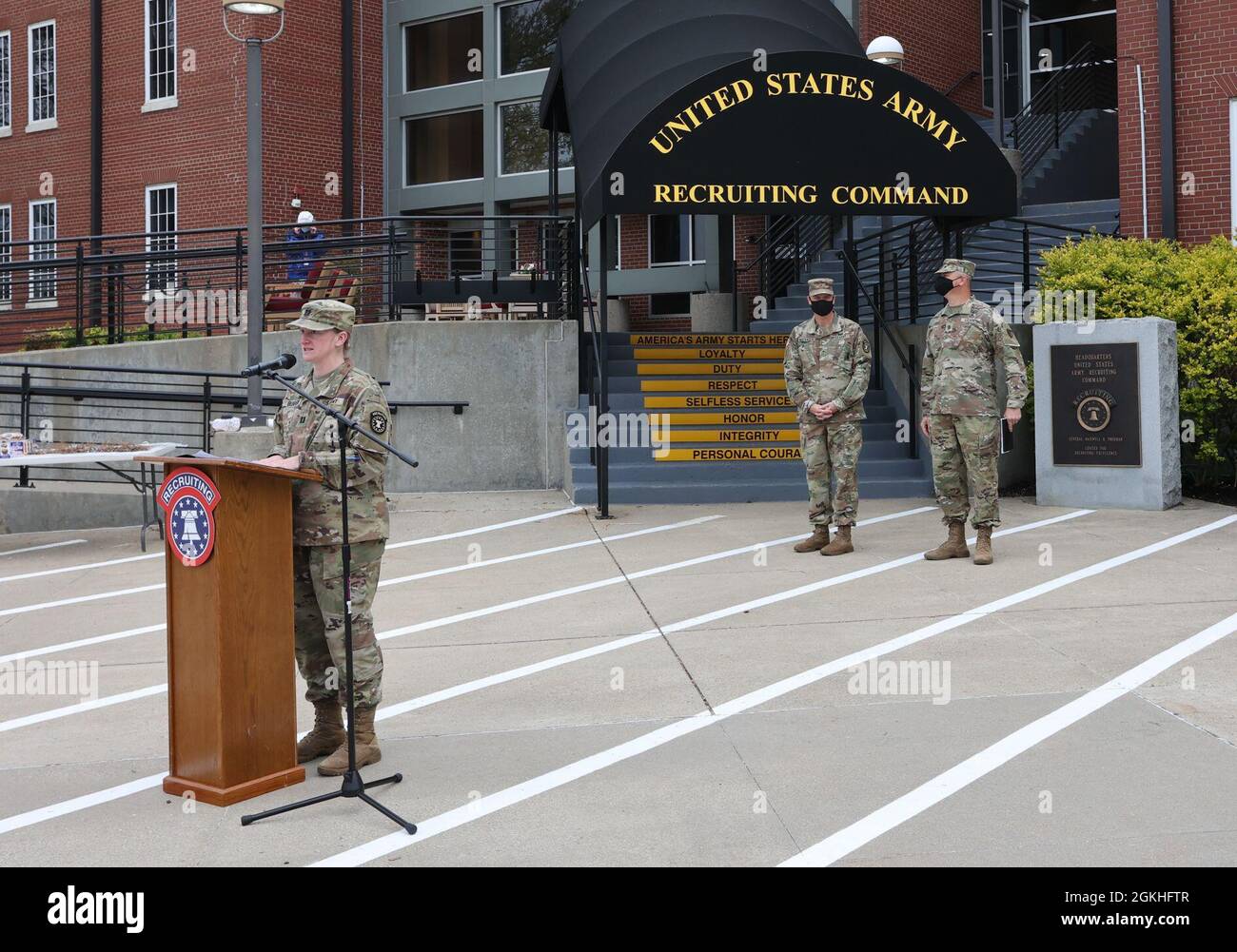 USAREC Headquarters Company Commander Capt. Jewel Burgherr addresses ...