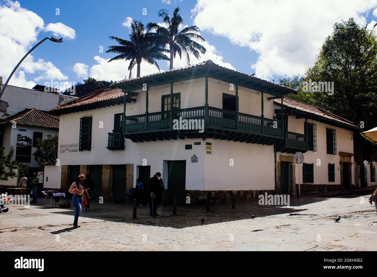 Street in the colonial neighborhood of La candelaria, Bogotá, sunny ...