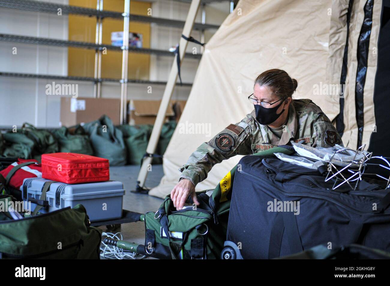 U.S. Air Force Maj. Audrea Bentley, a Critical Care Air Transport Team ...
