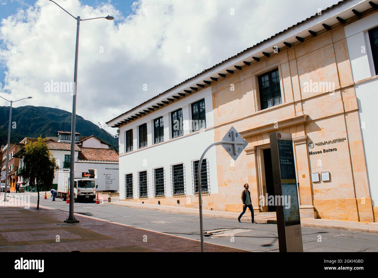 Street in the colonial neighborhood of La candelaria, Bogotá, sunny ...