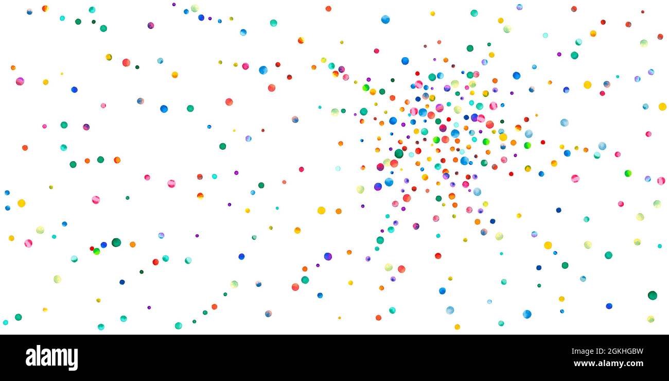 Watercolor confetti on white background. Adorable rainbow colored dots ...