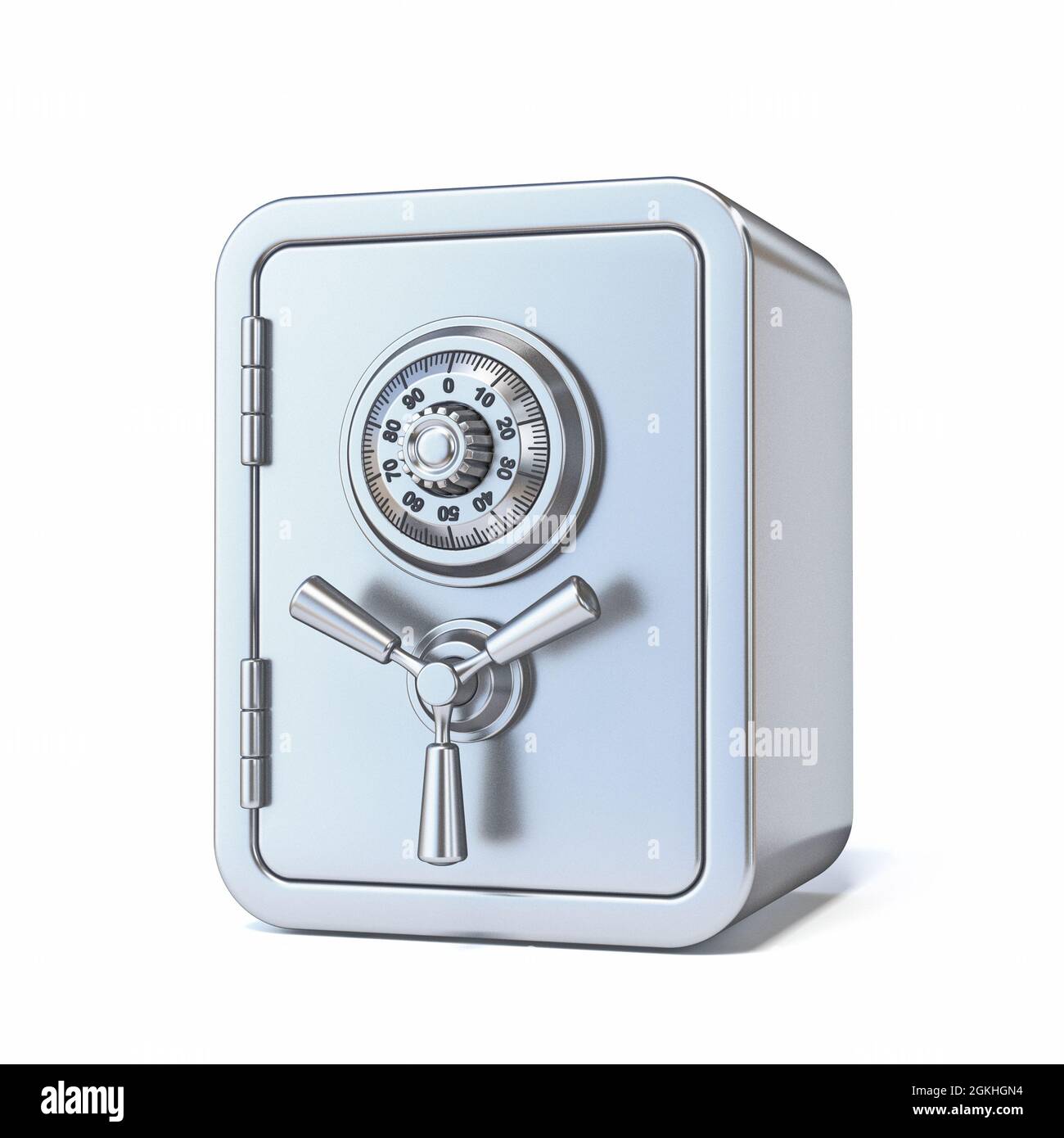 Locked steel safe 3D rendering illustration isolated on white ...