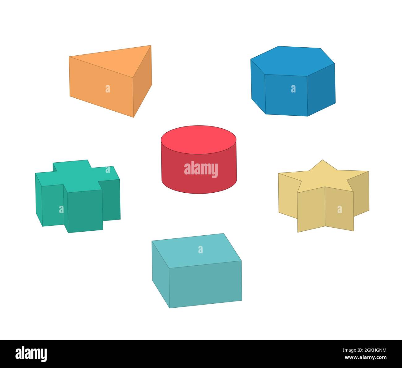 set of basic 3d shapes, colorful illustration for kids Stock Photo - Alamy