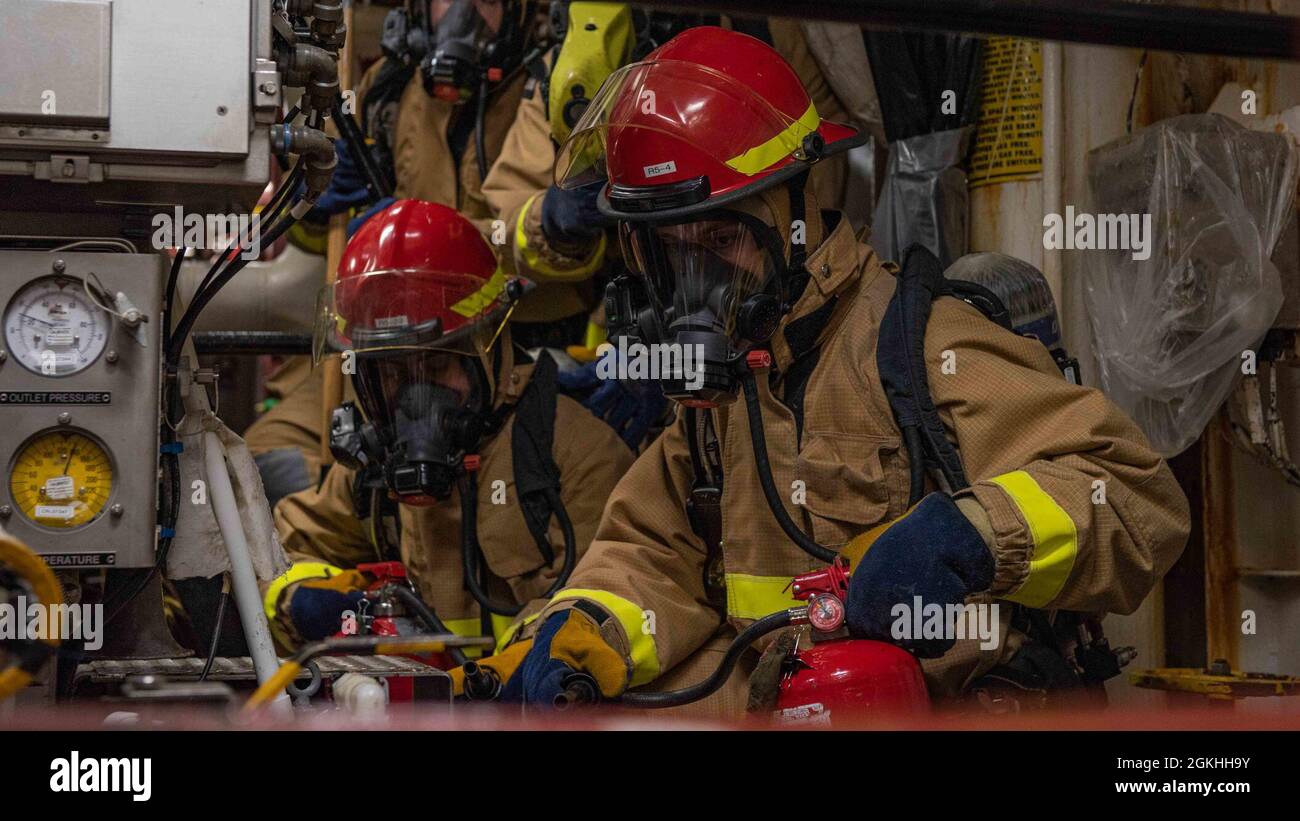 PACIFIC OCEAN (April 23, 2021) U.S. Navy Engineman 2nd Class William ...
