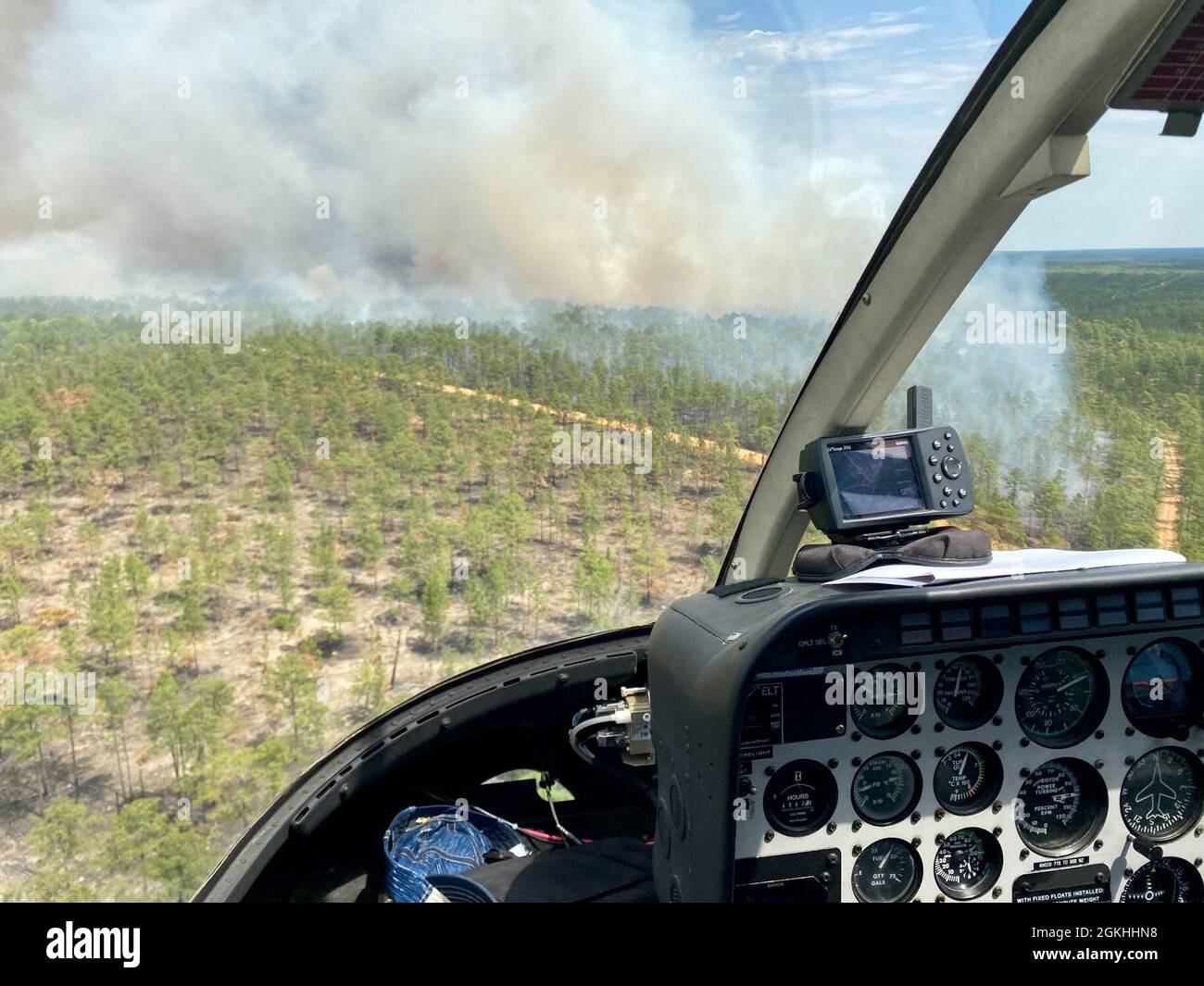 A smoke plume is seen from above following a controlled burn, April 23 ...