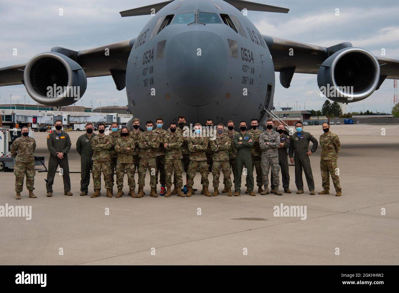 Airmen from the 437th Airlift Wing and Cadets from detachment 290 pose ...