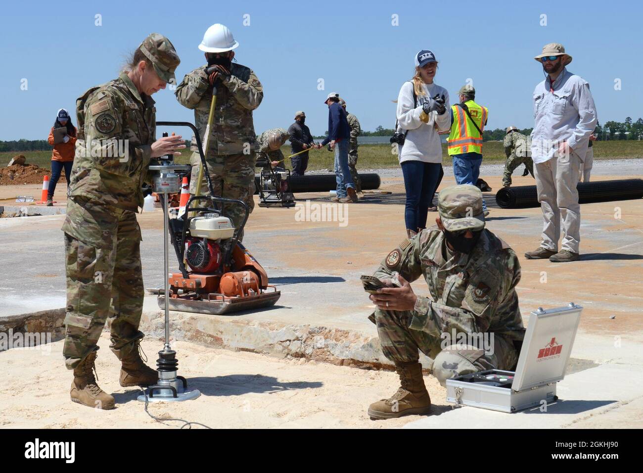 U.S. Air Force Master Sgt. Elizabeth Sailer (left), 169th Civil ...