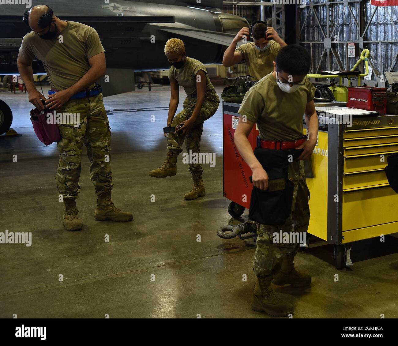 U.S. Air Force Airmen equip tools they’ll need throughout the first ...