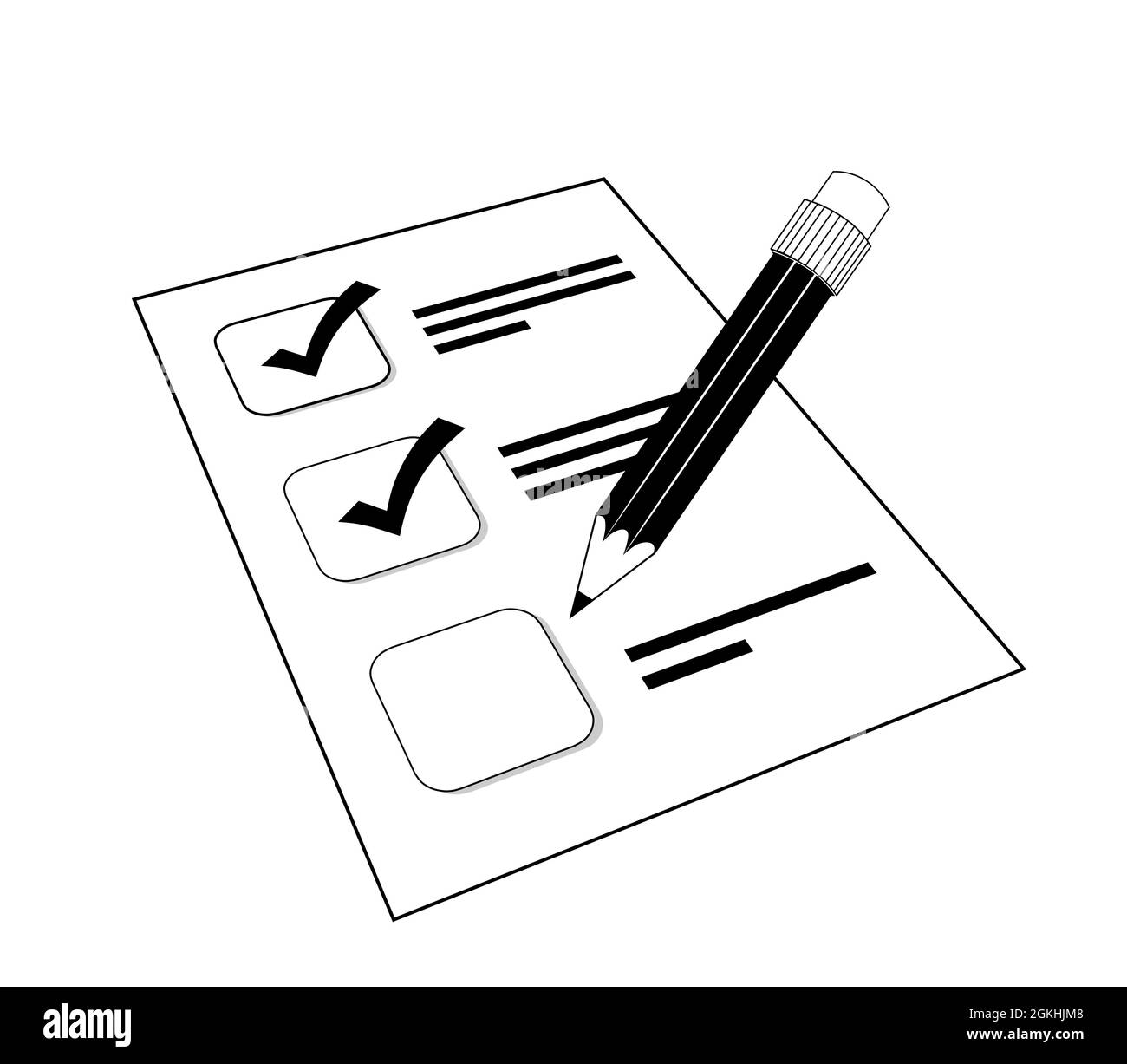 black and white illustration of a checklist with tick marks Stock Photo ...