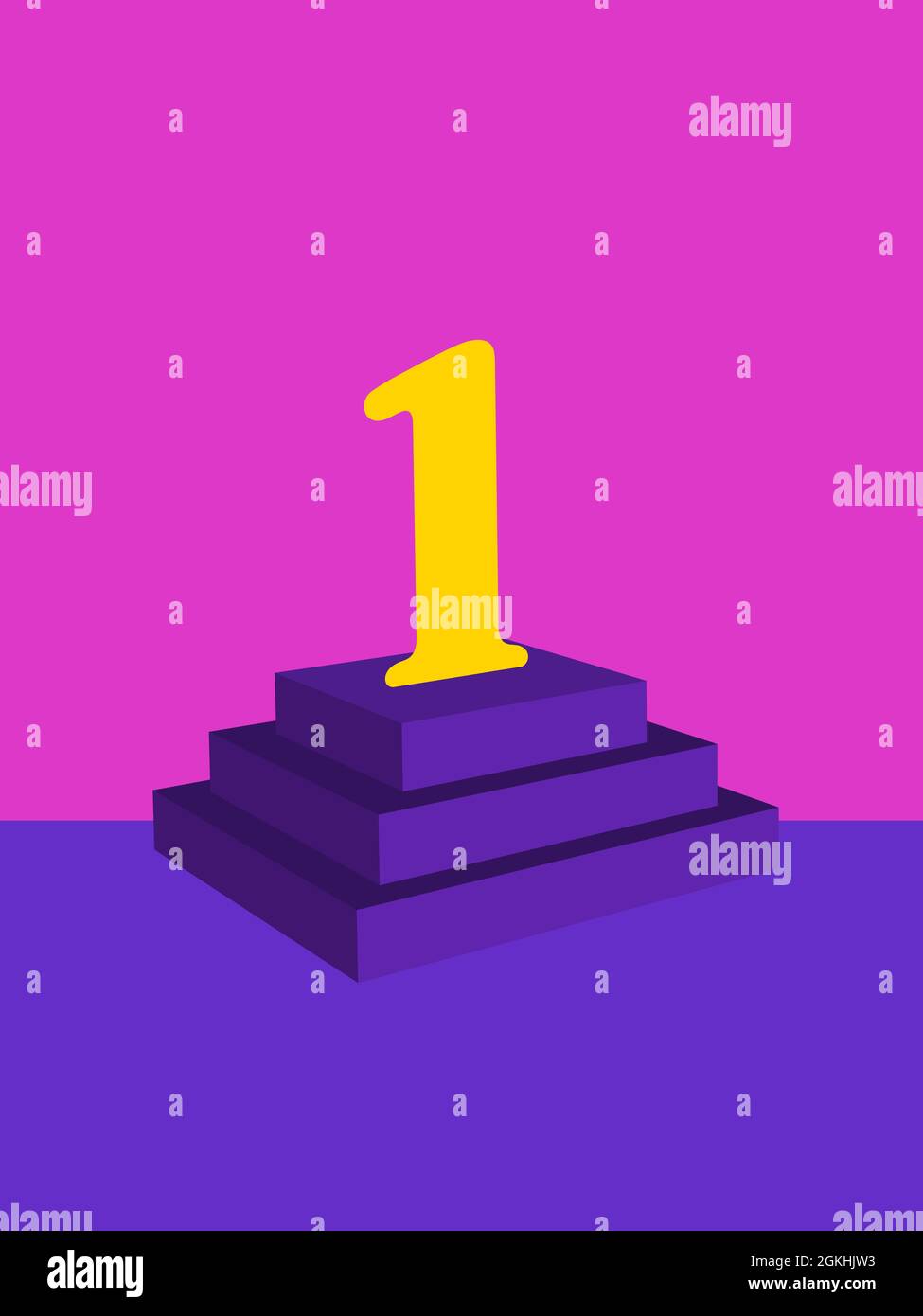 illustration of a 3d square podium with steps and number one on top ...