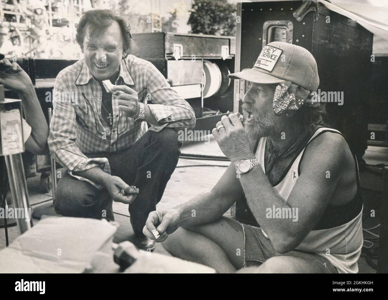 July 4, 1980: Backstage with WILLIE NELSON (right) and RAY PRICE at the ...