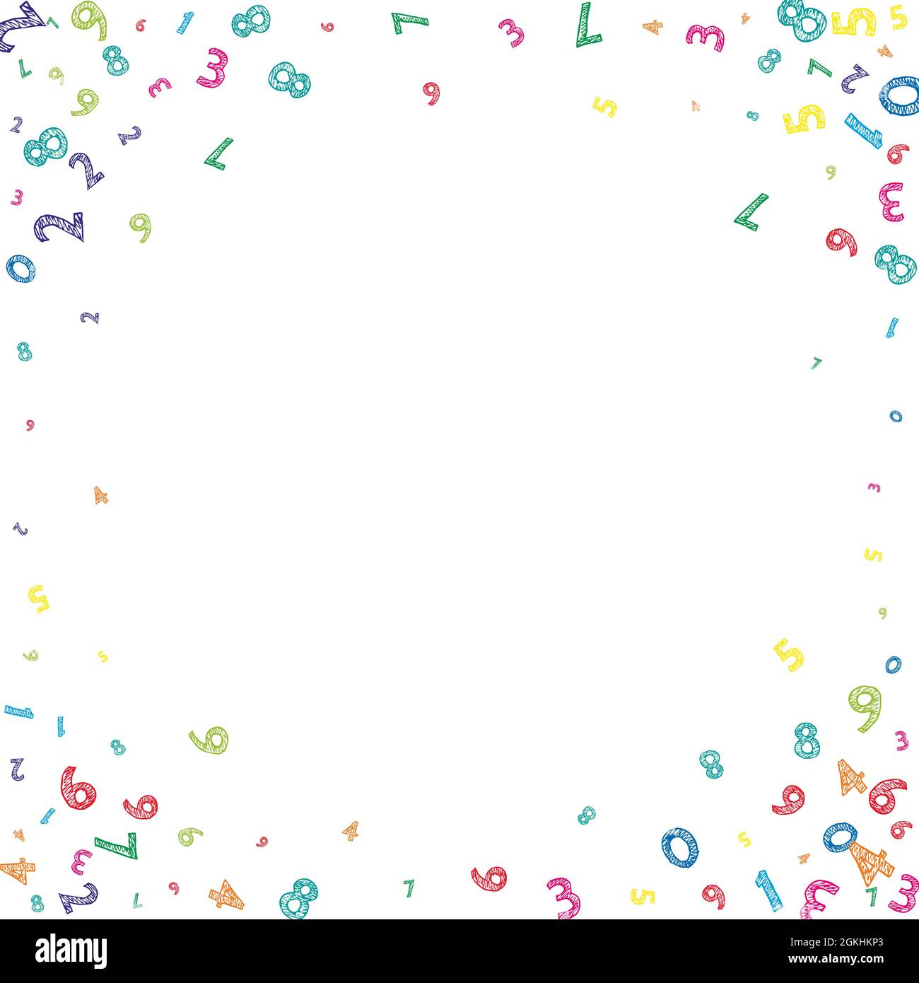 Falling colorful messy numbers. Math study concept with flying digits ...