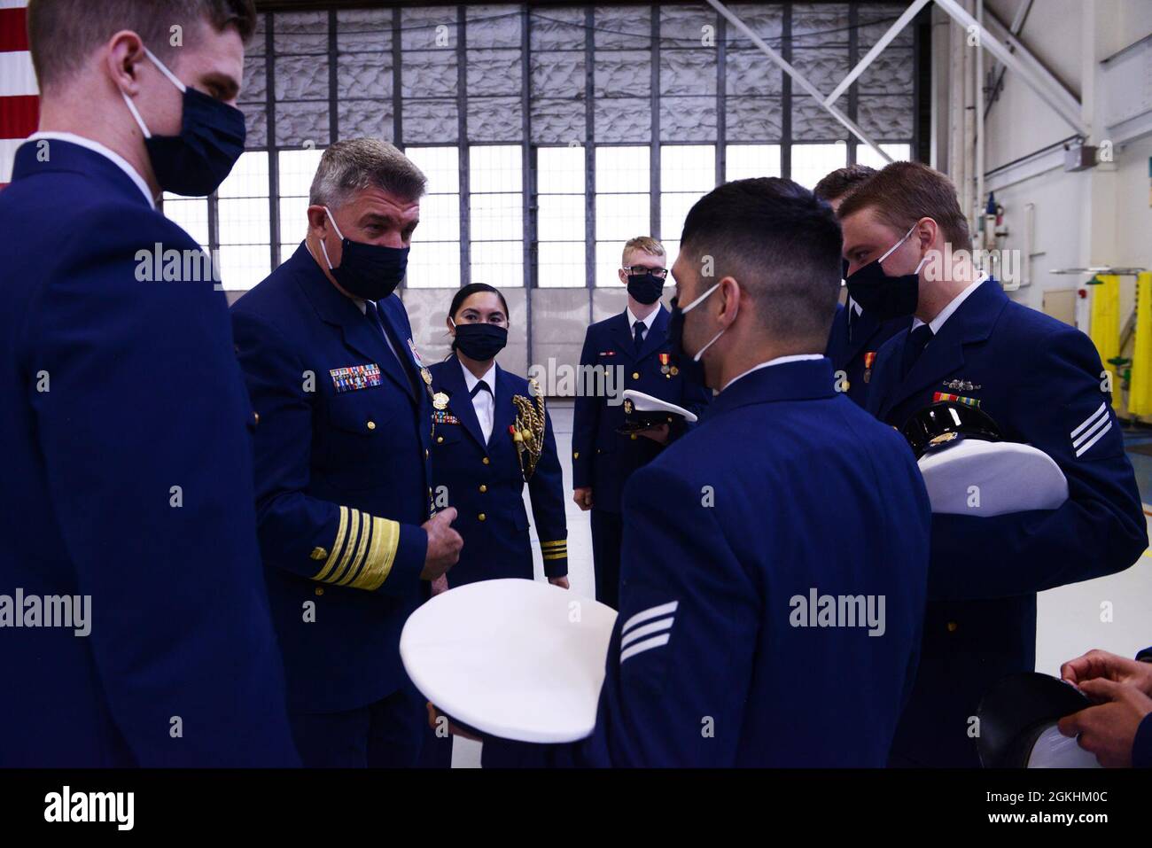 Coast Guard Commandant Adm. Karl L. Schultz speaks with Coast Guard ...