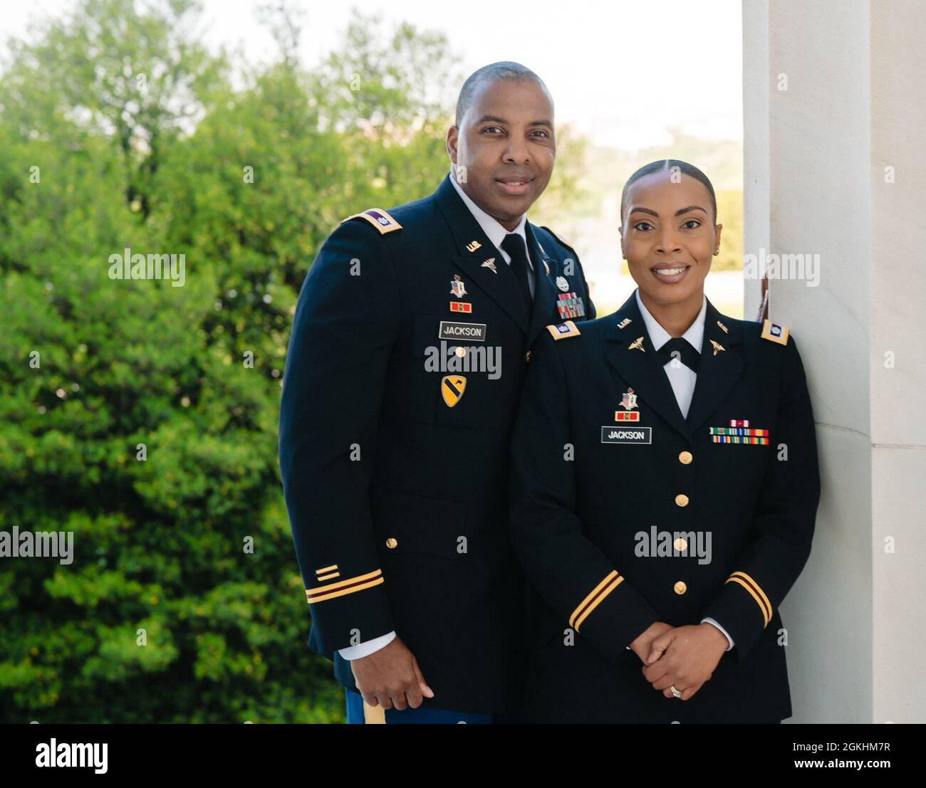 Lt. Col. Dalmar Jackson and Lt. Col. Kyndra Jackson pose together ...